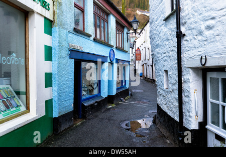 Narrow streets in Polperro Cornwall Stock Photo - Alamy