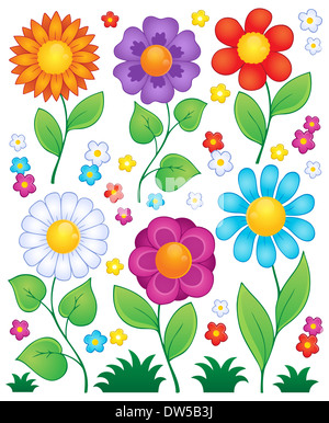 Cartoon flowers collection 4 - picture illustration Stock Photo - Alamy