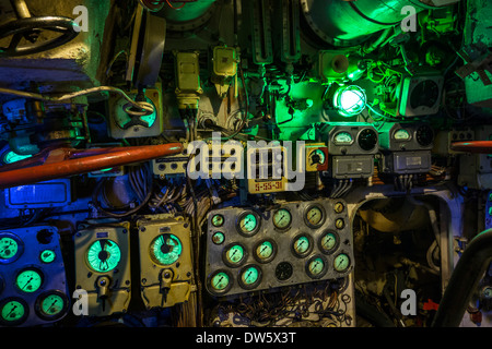 Indicators, dials and instruments inside a Russian submarine B-143 / U ...