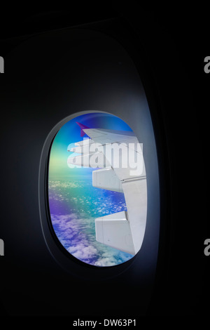 View out the window of an Airbus A380-800 jet Stock Photo - Alamy