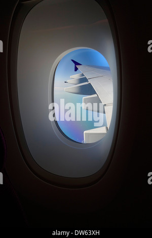 View out the window of an Airbus A380-800 jet Stock Photo - Alamy