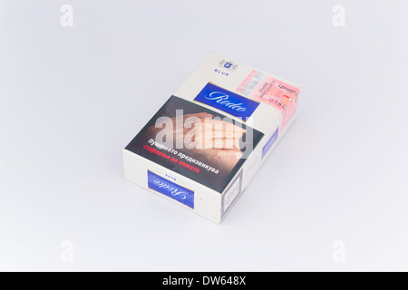 Rodeo cigarettes pack made in Prilep, Macedonia isolated on white ...