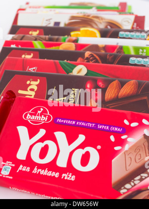 Balkan made chocolate bars Stock Photo - Alamy