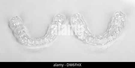 Translucent upper essix retainer on a plaster study model placed on a ...