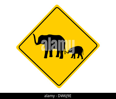 Young elephant warning sign Stock Photo - Alamy