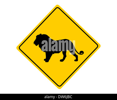 Yellow warning sign with cat symbol Stock Photo - Alamy