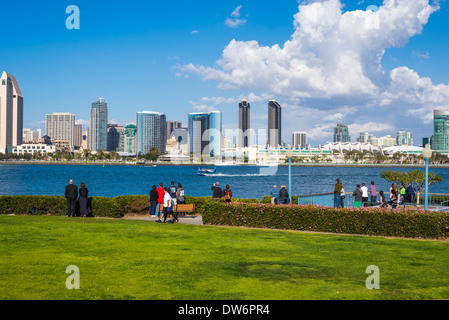 Centennial park with urban skyline in background, Atlanta, Georgia ...