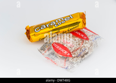 Tunnock's Caramel Log is a wafer and caramel biscuit fully covered in ...