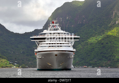 Cruise ship docked at the Pago Pago harbor, Pago Pago, Tutuila Island ...