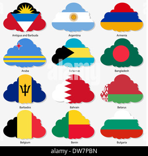 Flags of sovereign States in Continent of America, in isolated white ...