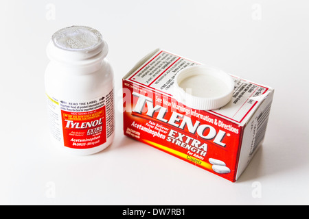 Tylenol pill and container with safety seal Stock Photo - Alamy