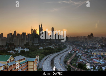 Ampang Kuala Lumpur Elevated Highway AKLEH with City Skyline in ...