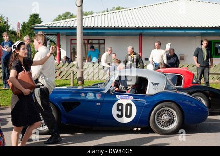 Austin Healeys in the assembly area before the Big Healey race at ...