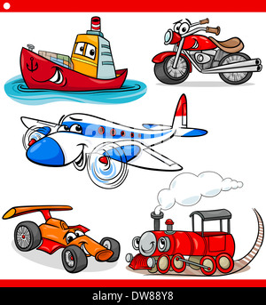 Cartoon Illustration of Cars and Trucks Vehicles and Machines Comic ...