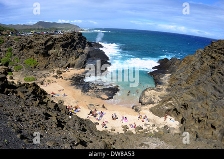 Halona Cove, "From here to Eternity" beach, Oahu, Hawaii Stock Photo ...
