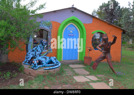 Brightly coloured houses in Smithfield, Free State, South Africa. Man ...