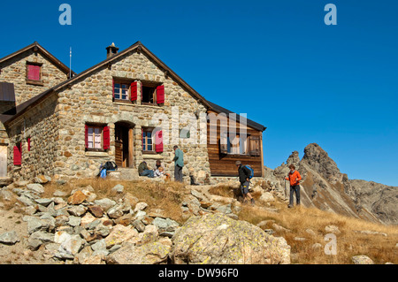 Mountain hut Cabane des Aiguilles Rouges near Arolla, Valais ...