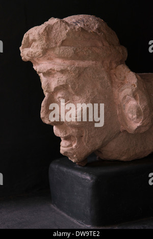 Closeup of a Mayan clay statue in Mayan Sculpture Museum Copan Copan ...