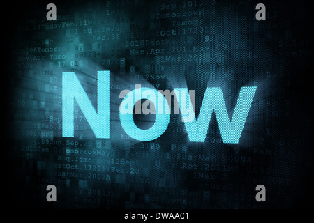 Timeline concept: pixeled word Now on digital screen Stock Photo - Alamy