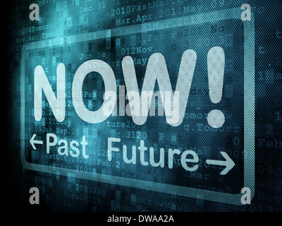 Timeline concept: pixeled word Past Now Future on digital screen Stock ...