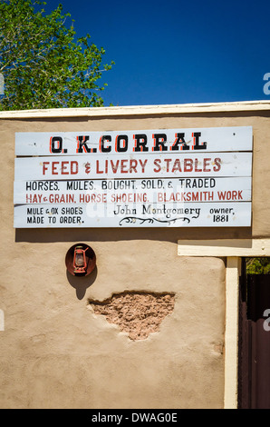 Signs for the "OK Corral", ^Tombstone, Arizona Stock Photo - Alamy