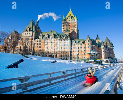 Quebec City in winter, traditional slide descent Stock Photo - Alamy
