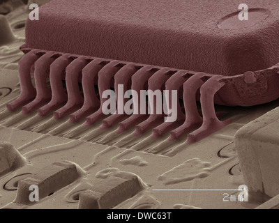 Coloured SEM of computer chip Stock Photo - Alamy