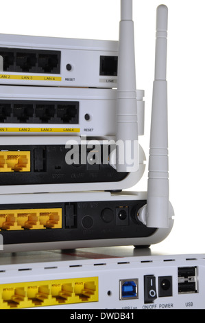 Desktop wireless DSL modem on a white background Stock Photo - Alamy