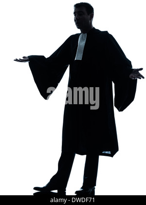 one caucasian lawyer man pleading silhouette in studio isolated on ...