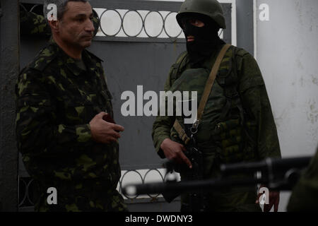 Simferopol, Crimea, Ukraine – 5th March 2014: In Crimea armed men with ...