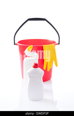 red bucket and wc detergent Stock Photo - Alamy