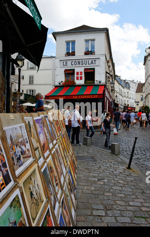 France, Paris, 18th arrondissement, Montmartre, view to Restaurant Le ...