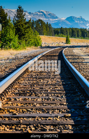 Railway line running through Banff National Park Alberta Canada Stock Photo - Alamy