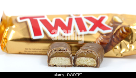 a twix chocolate bar in a wrapper Stock Photo - Alamy