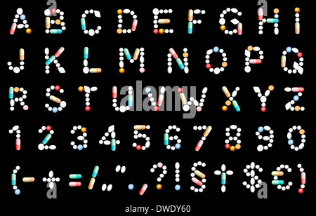 Pills font, medical alphabet letters, pharmaceutical typeface ...