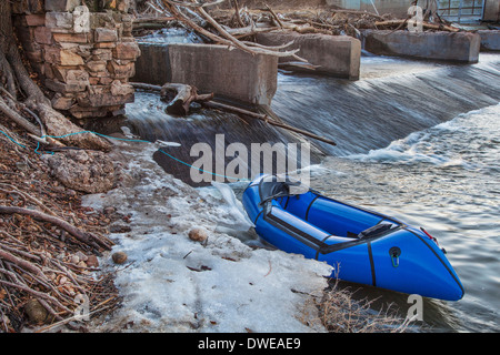 Packraft (one-person light raft used for expedition or adventure racing ...