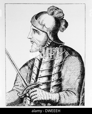 Portrait of Spanish explorer Vasco Nunez de Balboa who is credited with ...