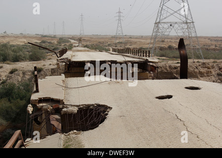 View from Israeli side of the inoperative King Abdullah Bridge ...