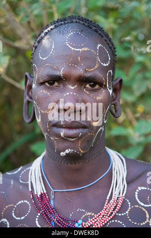 Surma man with body paintings, Kibish, Omo River Valley, Ethiopia Stock ...