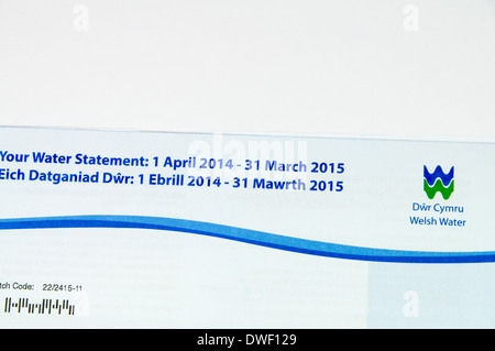 Welsh Water Dwr Cymru Water Bill Stock Photo - Alamy