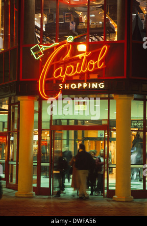 Neon Sign, Capitol Shopping Centre, Cardiff Stock Photo - Alamy