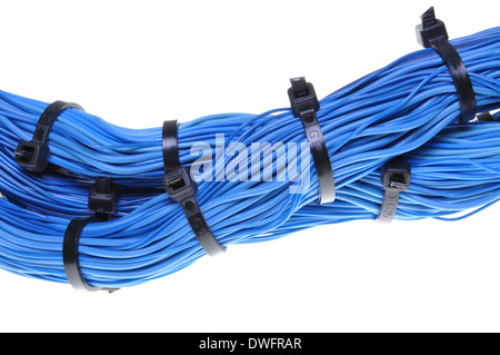 Blue cable bundles in global communication networks Stock Photo - Alamy
