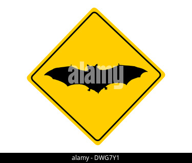 Warning sign with bat symbol Stock Photo - Alamy