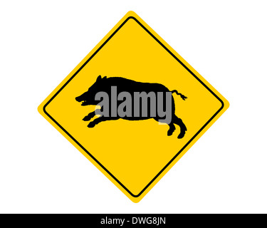 Wild pig warning sign Stock Photo - Alamy