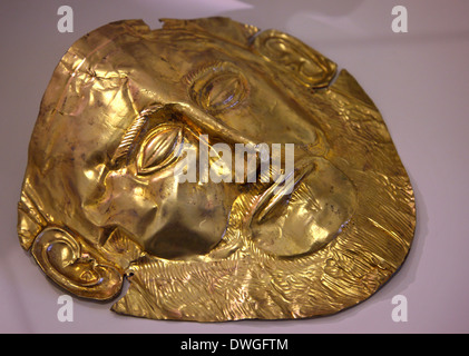 The golden mask of Agamemnon, the king of Mycenae and leader of Trojan ...