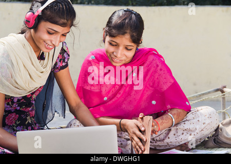 indian rural girl study with laptop Stock Photo - Alamy