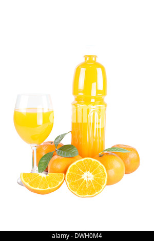 Orange juice bottle with sliced oranges Stock Photo - Alamy