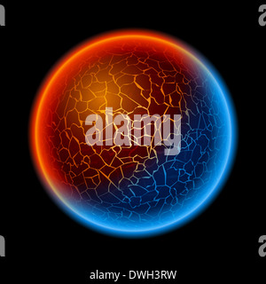 Fire and ice ball planet. Illustration on white background Stock Photo ...
