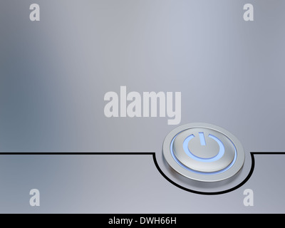 Metallic on-off button illustration with glowing blue light Stock Photo ...
