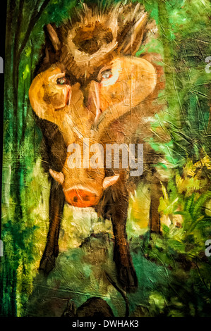 Nyanzachoerus painting, very large extinct pig species, subfamily ...